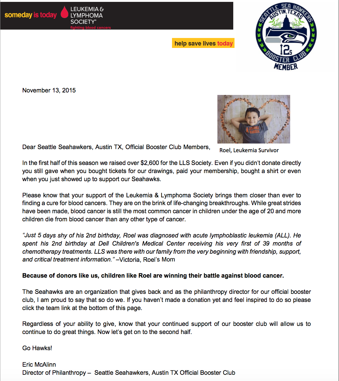 LLS Light the Night Walk Letter Seattle Seahawks Booster Club - Welcome ...